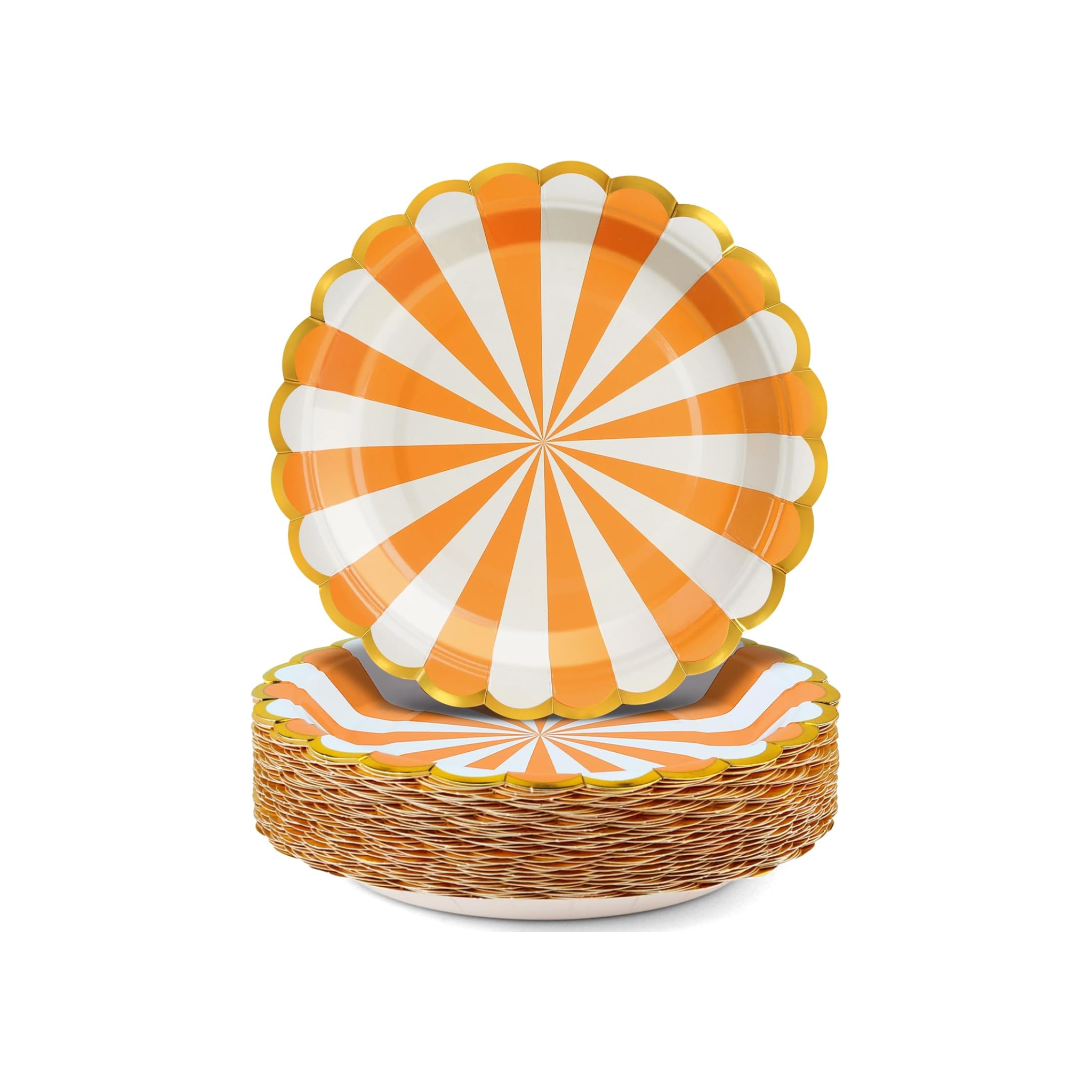 Carousel Stripe Party Theme 7 Inch Paper Plates Set (Orange) – Ribbontique