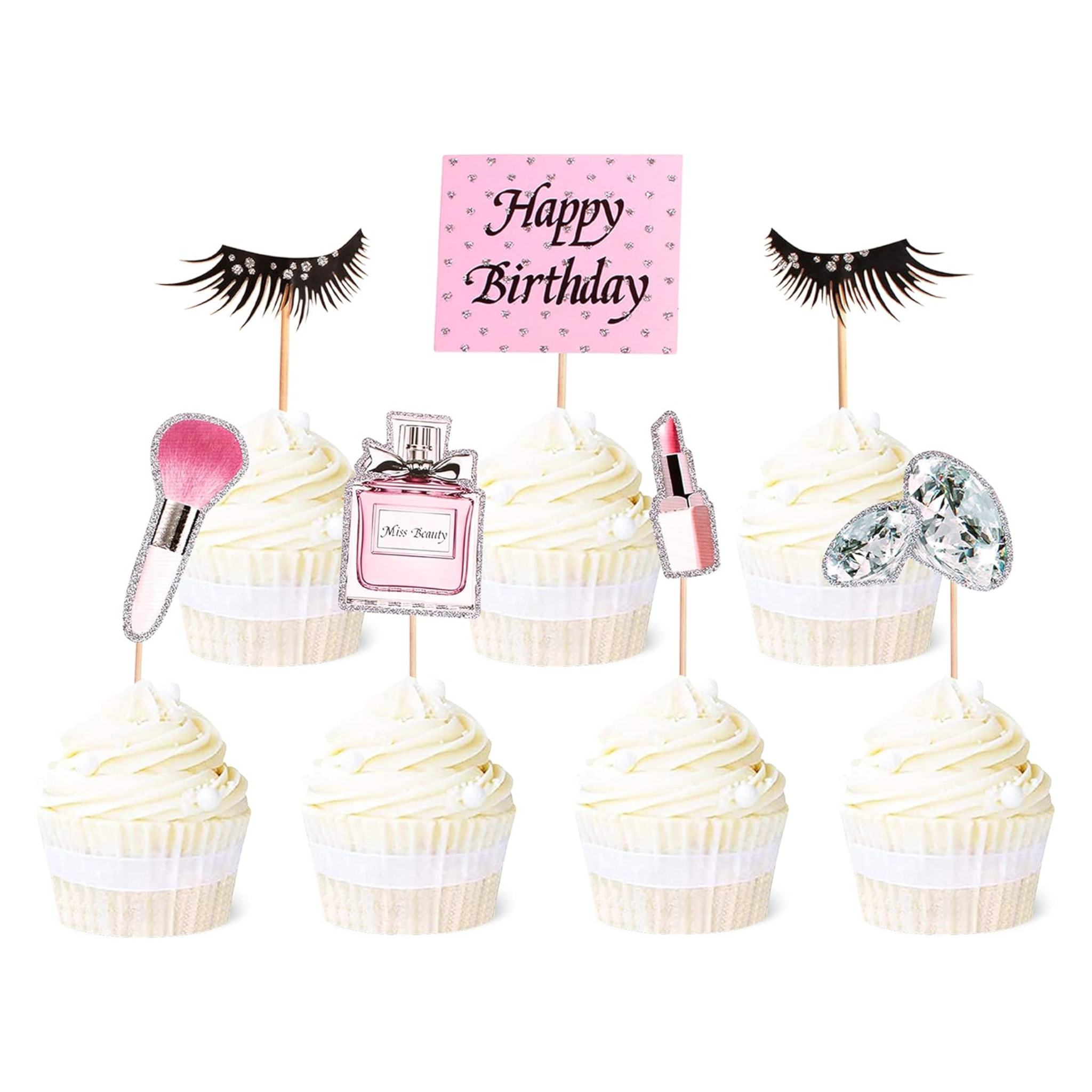 Glitter Makeup Cupcake Toppers Set – Ribbontique