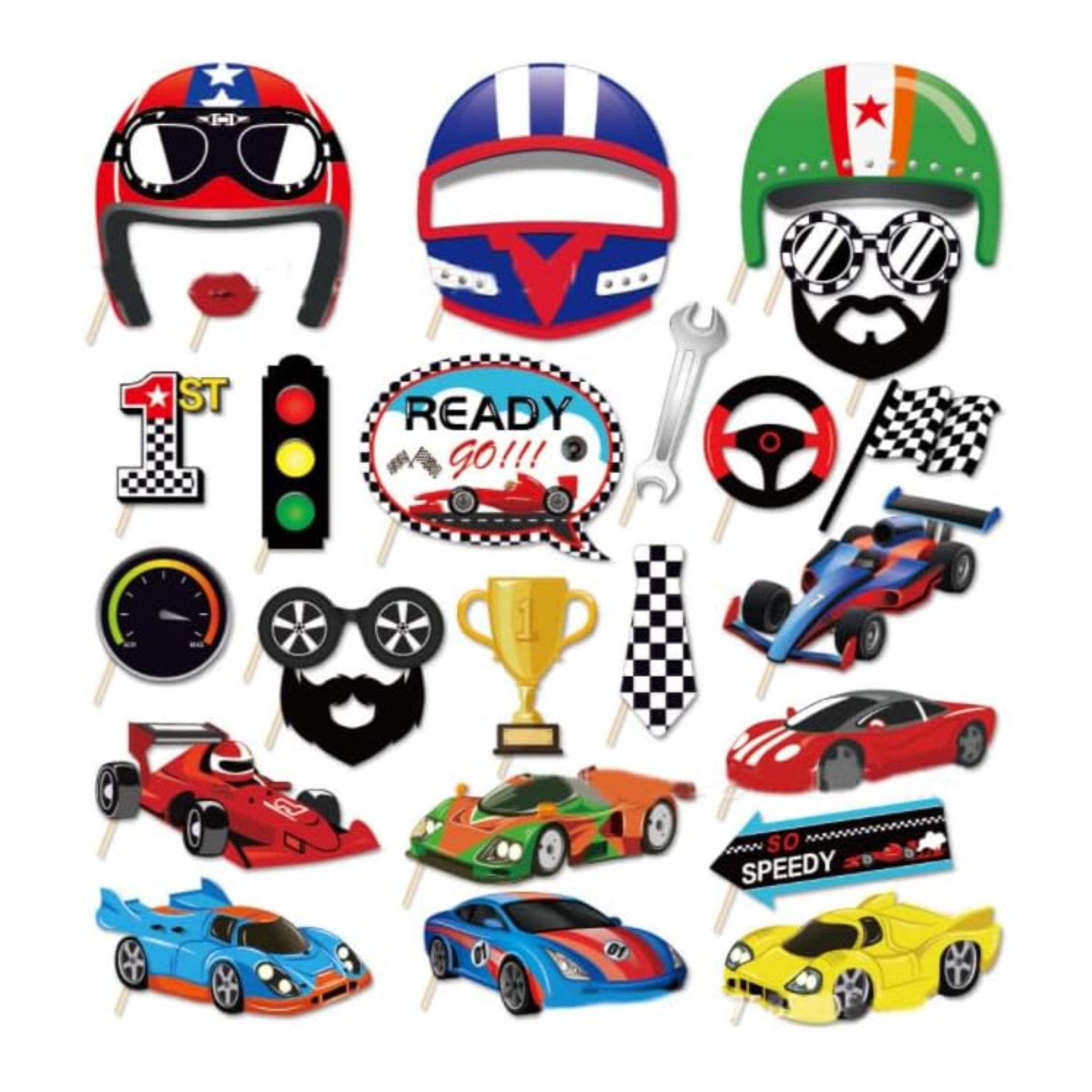 Race Car-Themed Photo Booth Props Set – Ribbontique