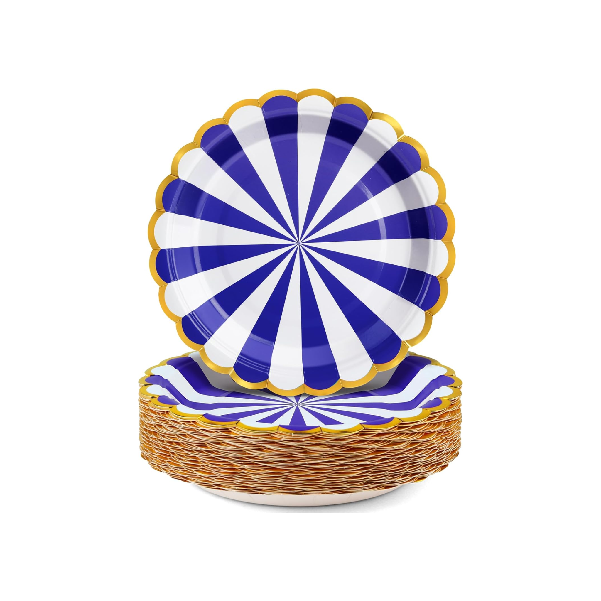 Carousel Stripe Party Theme 7 Inch Paper Plates Set (Blue) – Ribbontique