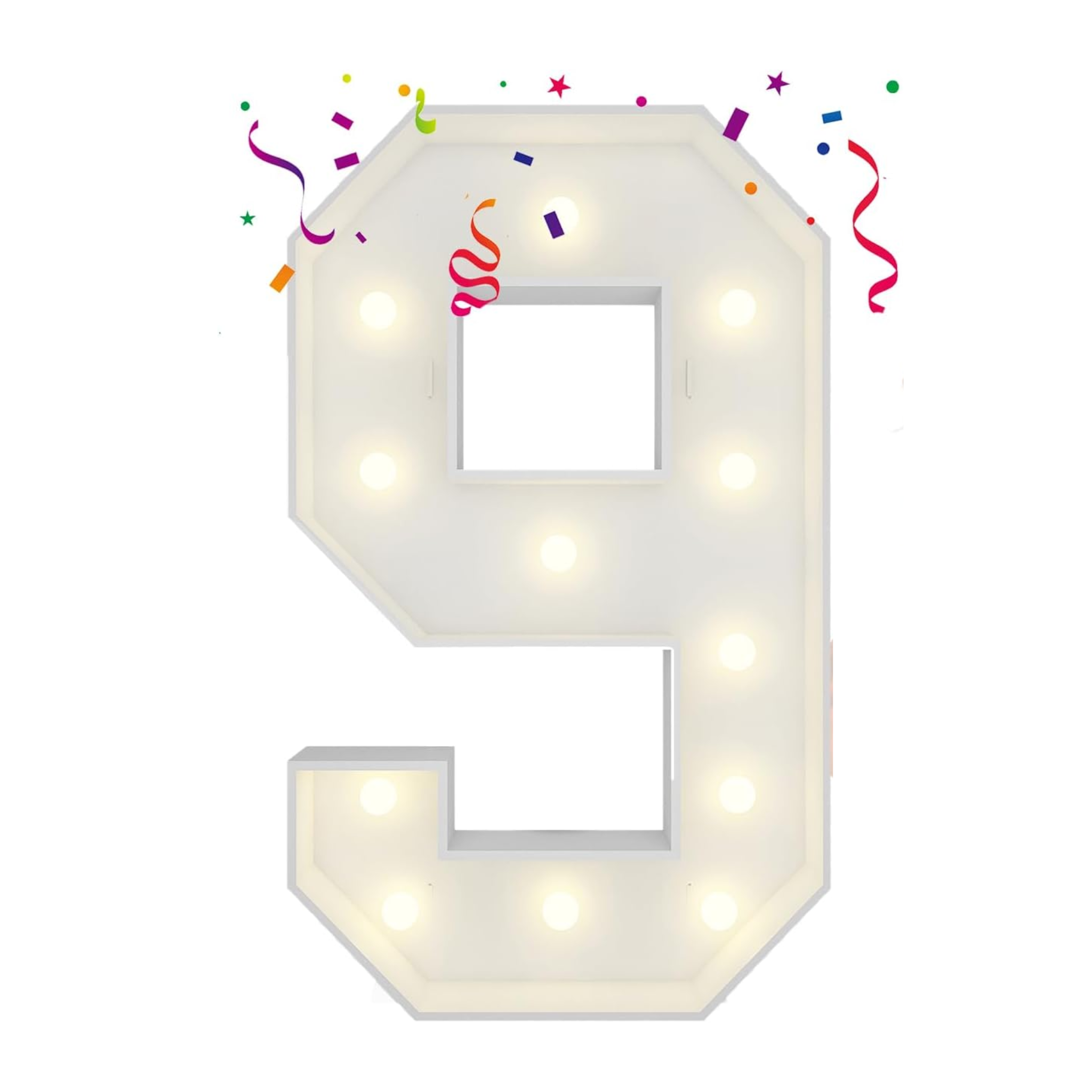 Mosaic Number 9 Frame with Light Bulbs – Ribbontique