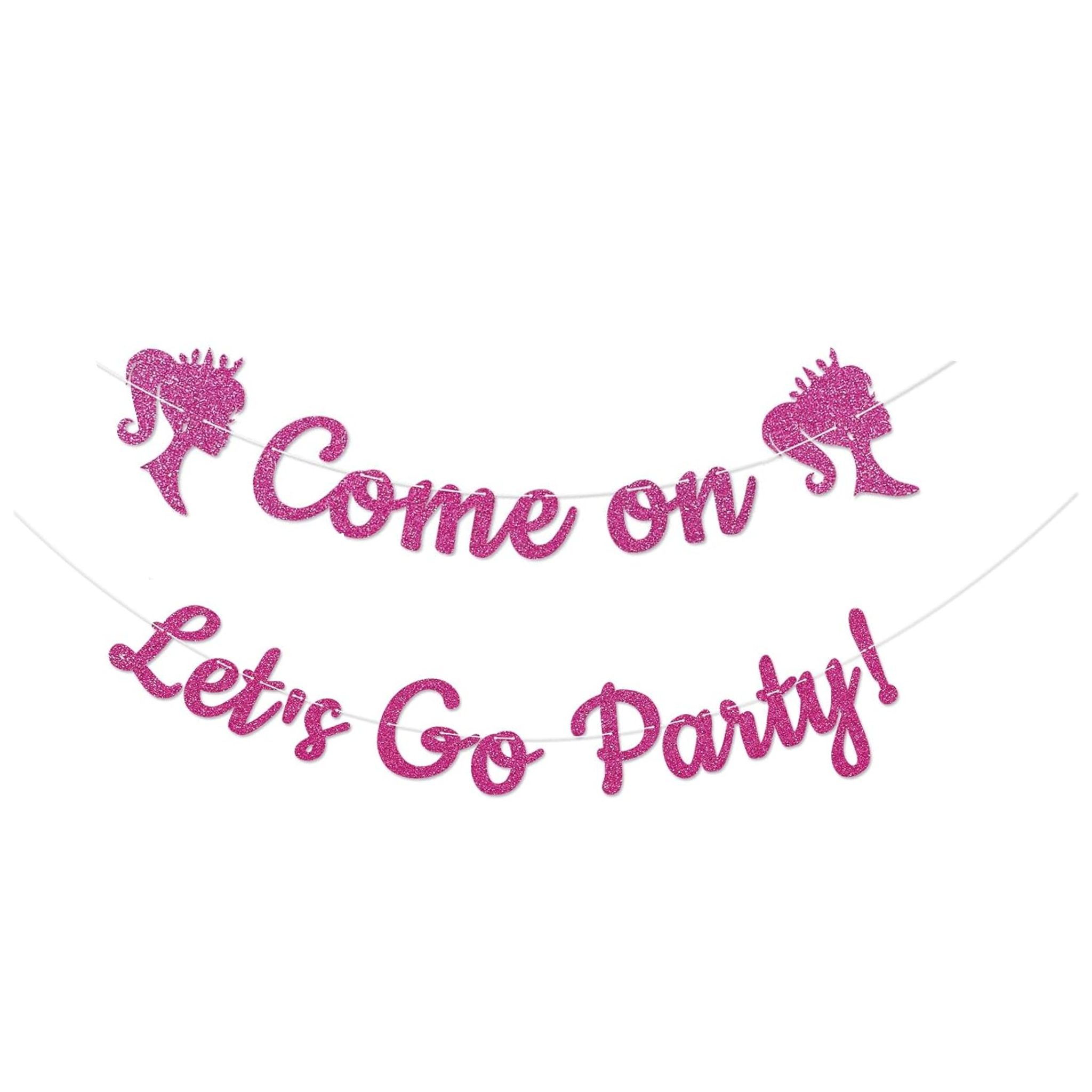 Hot Pink Glitter Come on, Let's Go Party Banner – Ribbontique
