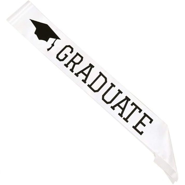 White Graduation Sash with Black Letter Graduate 156*9.5cm – Ribbontique